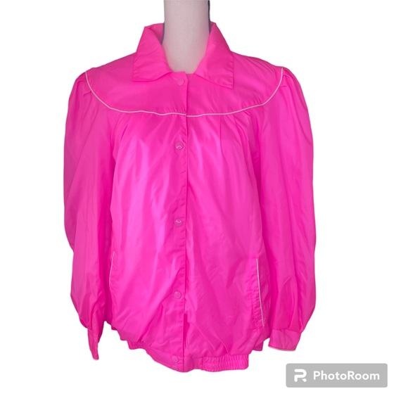 Vintage | Jackets & Coats | Vintage Fluorescent Pink Poof Sleeve Pink ...